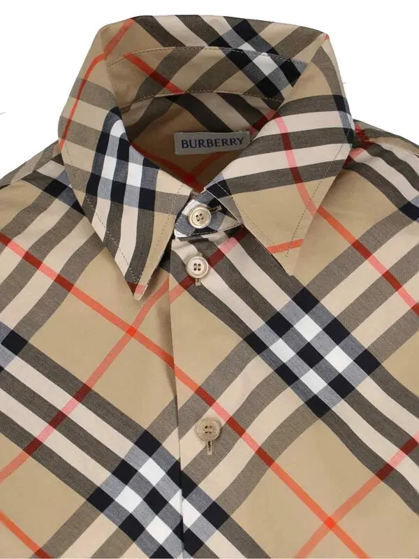 Burberry Long Sleeve Checked Shirt - Black
