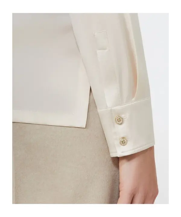 Max Mara Crew-neck Stretch Silk Satin Shirt - Beige