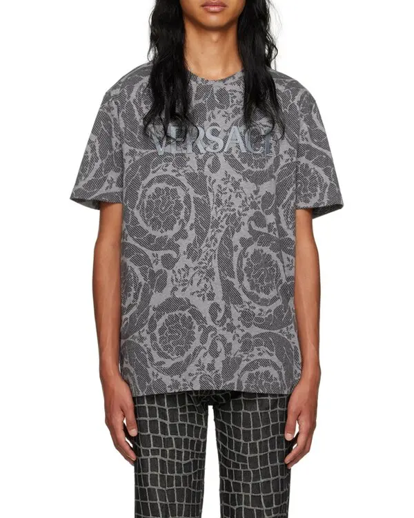 Versace Barocco Silhouette Crewneck T-shirt - Gray