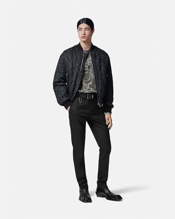 Versace Barocco Silhouette Crewneck T-shirt - Gray