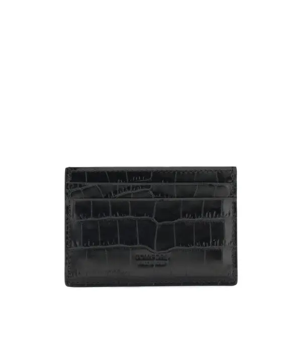 TOM FORD Crocodile-effect Card Holder - Black