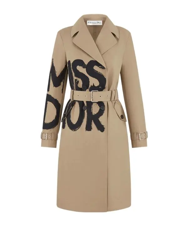 Dior Double-breasted Belted Coat - Beige
