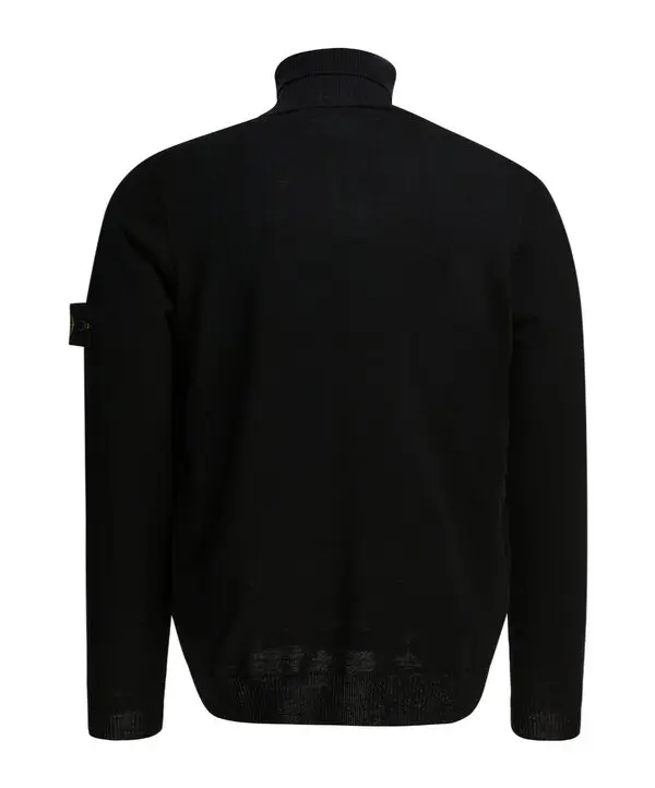 Stone Island Turtleneck Sweater With Ribbed Cuffs And Hem - Black
