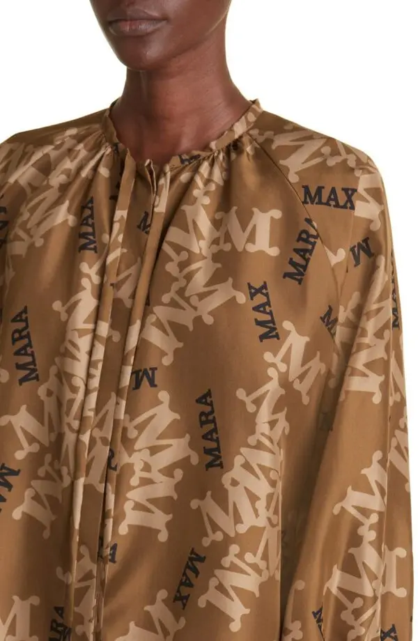 Max Mara Logo Printed Long Sleeve Blouse