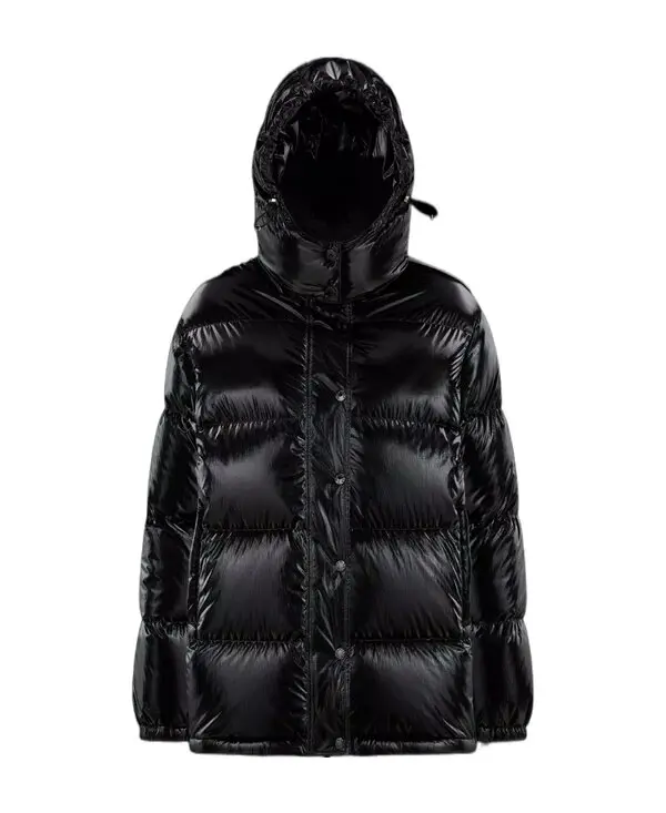 Moncler Hanau Short Down Jacket With Removable Hood And Cashmere Trim - Black