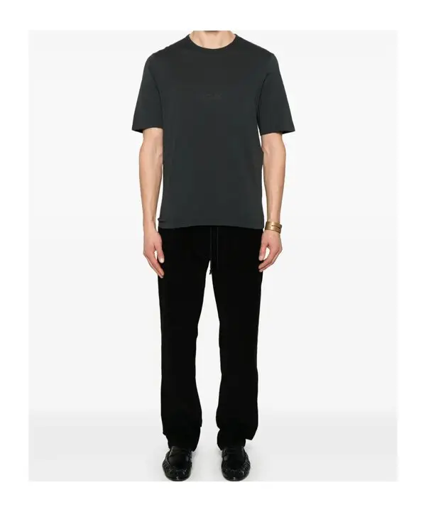 Saint Laurent Logo Embroidered Crewneck T-shirt