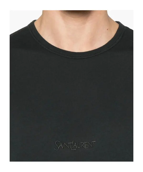 Saint Laurent Logo Embroidered Crewneck T-shirt
