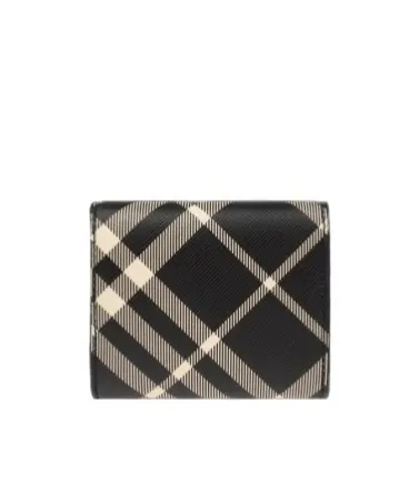 Burberry Check Pattern Folded Wallet - Black