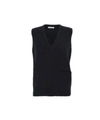 THE ROW V-neck Sleeveless Sweater With Patch Pocket