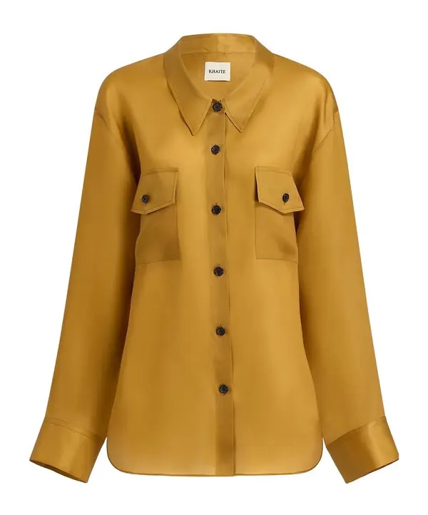 Khaite Matteo Long-sleeved Blouse - Brown