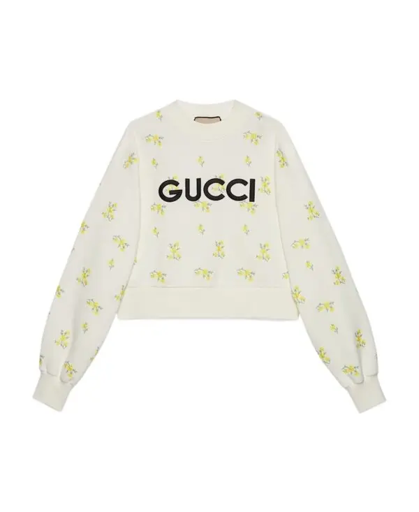 Gucci Floral Embroidered Cotton Sweatshirt