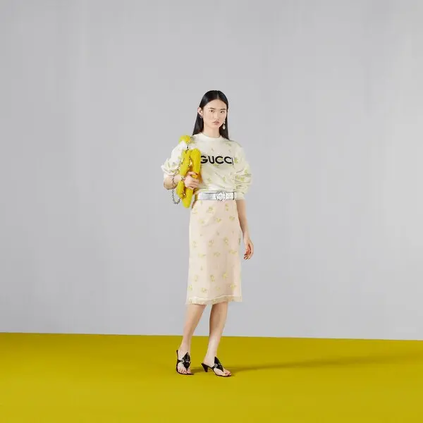 Gucci Floral Embroidered Cotton Sweatshirt
