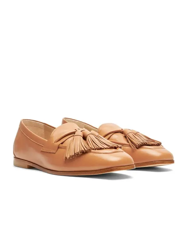 STUART WEITZMAN Tassel Detail Loafers - Tan