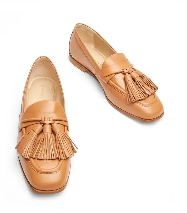 STUART WEITZMAN Tassel Detail Loafers - Tan