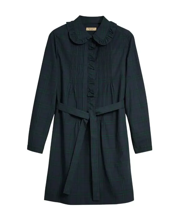 Burberry Plaid Long Sleeve Dress With Logo Detail - Black