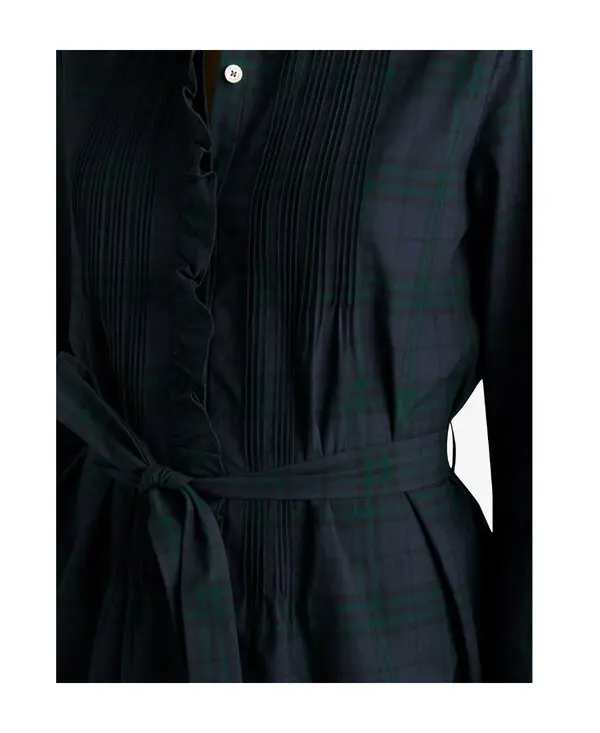 Burberry Plaid Long Sleeve Dress With Logo Detail - Black
