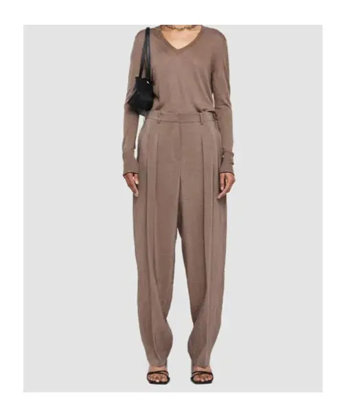 JOSEPH Tarn Pleated Silk-blend Drill Wide-leg Pants