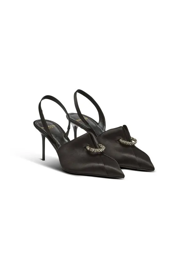 Balmain Piercing Detailed Satin Slingback Pumps