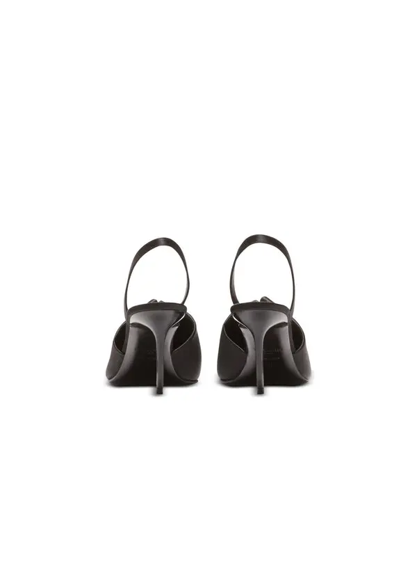 Balmain Piercing Detailed Satin Slingback Pumps