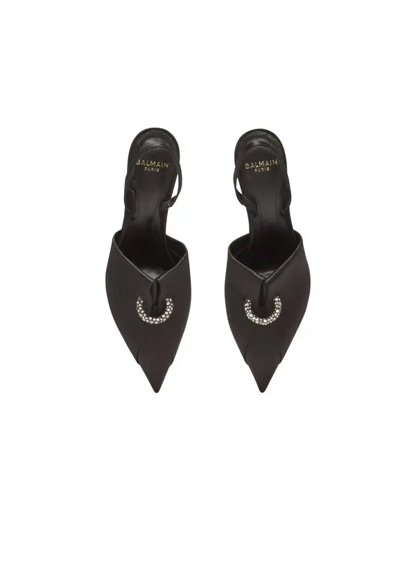 Balmain Piercing Detailed Satin Slingback Pumps