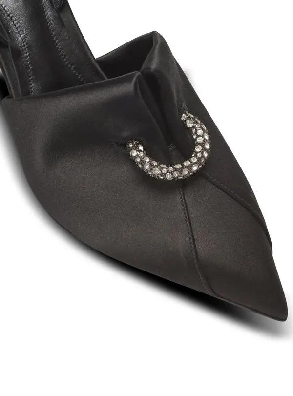 Balmain Piercing Detailed Satin Slingback Pumps