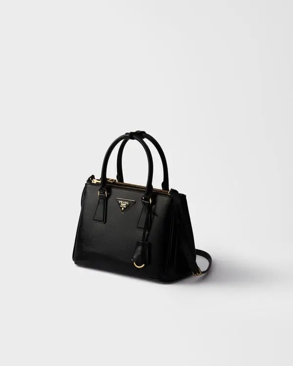 Prada Galleria Small Patent Saffiano Leather Bag - Black