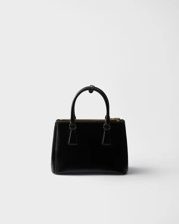 Prada Galleria Small Patent Saffiano Leather Bag - Black