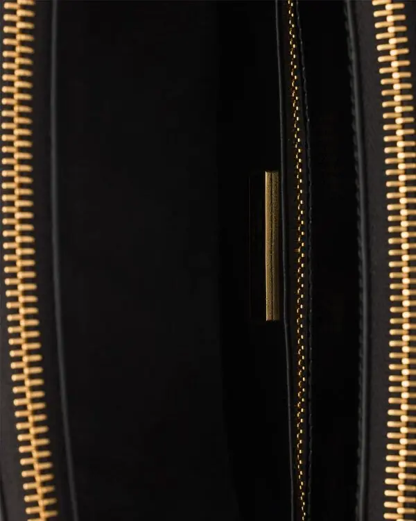 Prada Galleria Small Patent Saffiano Leather Bag - Black