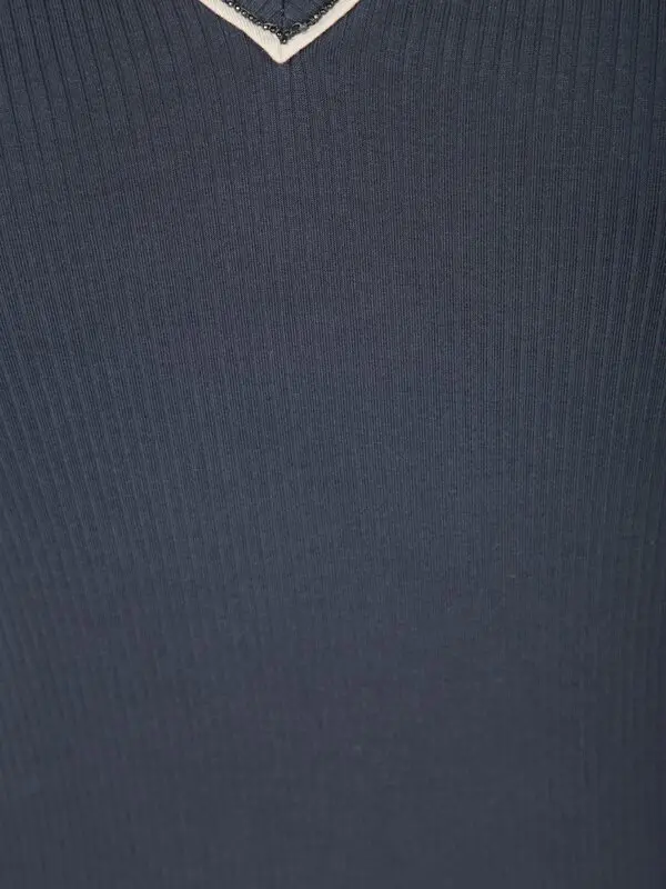 Brunello Cucinelli Monili Detailed Ribbed T-shirt
