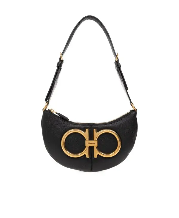 FERRAGAMO Gancio Shoulder Bag - Black