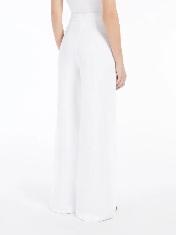 Max Mara Viscose And Linen Canvas Trousers - White