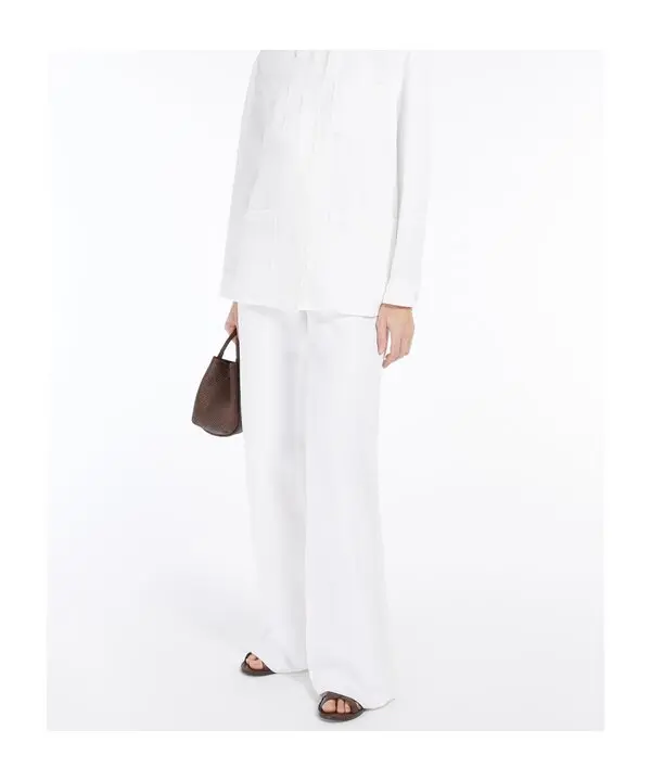 Max Mara Viscose And Linen Canvas Trousers - White