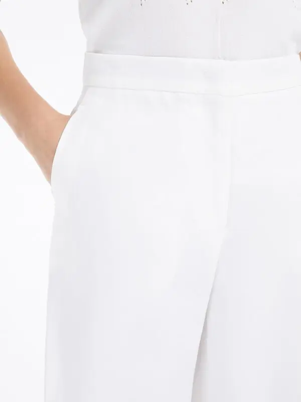 Max Mara Viscose And Linen Canvas Trousers - White