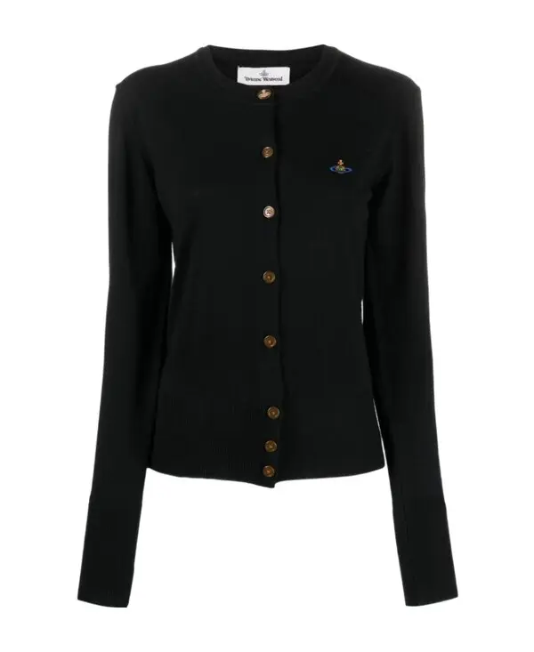 VIVIENNE WESTWOOD Orb Embroidered Buttoned Cardigan - Black