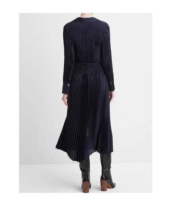 Vince Long-sleeve Pleated Shirtdress