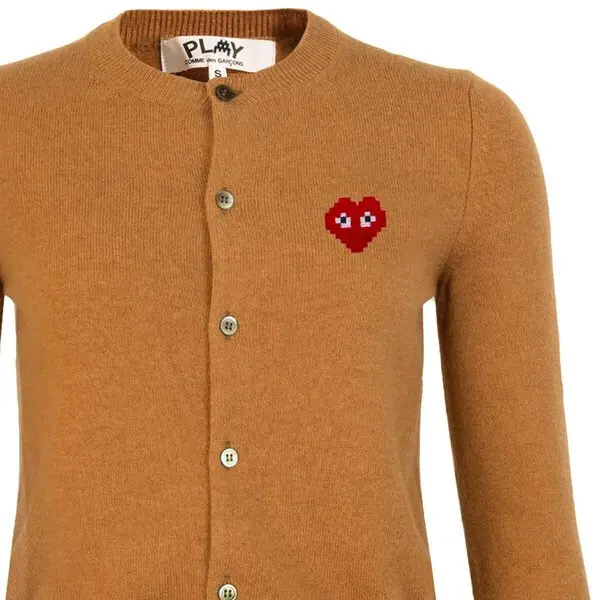 Play Comme Des Garcon Logo Cardigan - Brown