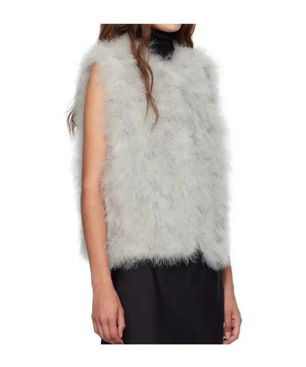 YVES SALOMON Cropped Feather Vest - Green