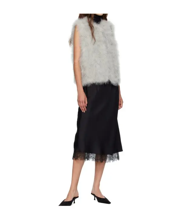 YVES SALOMON Cropped Feather Vest - Green