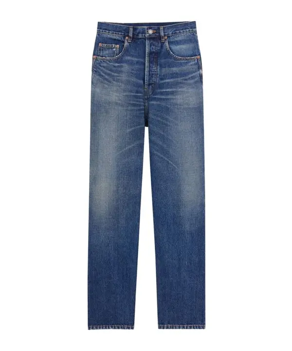 Saint Laurent High-rise Straight Leg Jeans - Traditional Retro Blue
