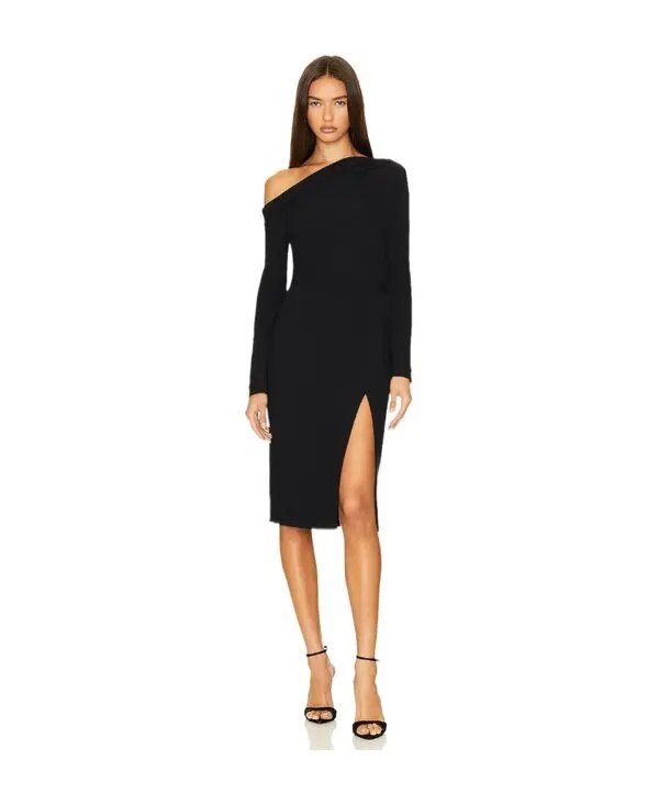 Theory Off-the-shoulder Midi Dress With Front Slit