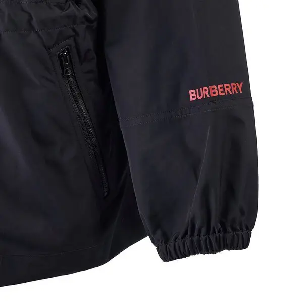 Burberry Lightweight Zip-up Jacket With Drawstring Hood And Waist - Black