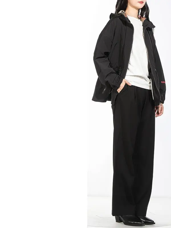 Burberry Lightweight Zip-up Jacket With Drawstring Hood And Waist - Black