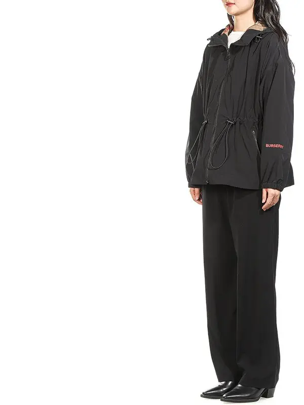 Burberry Lightweight Zip-up Jacket With Drawstring Hood And Waist - Black