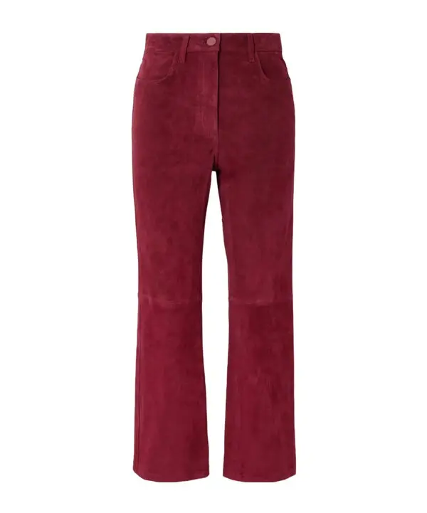 JOSEPH Duke Cropped Suede Straight-leg Pants - Red
