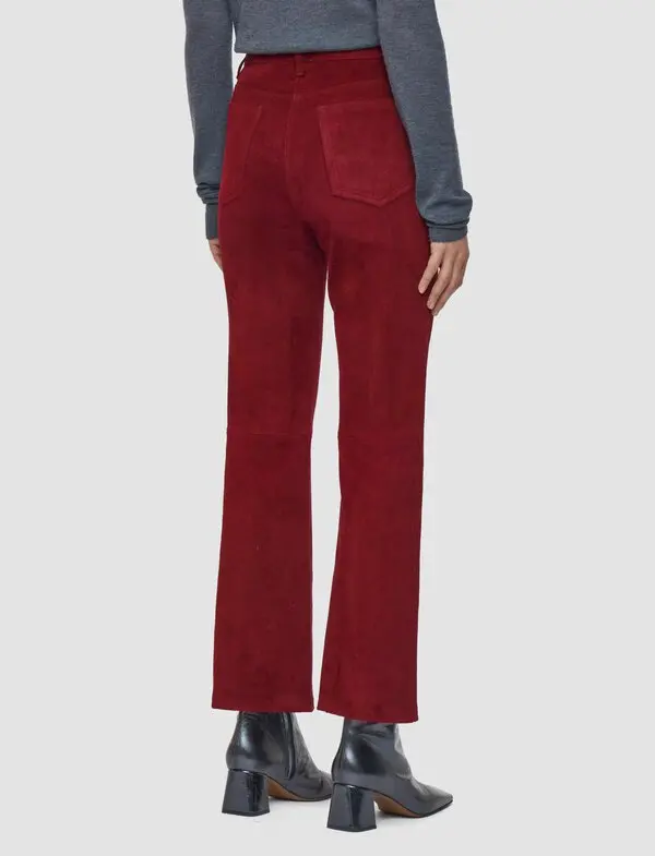 JOSEPH Duke Cropped Suede Straight-leg Pants - Red