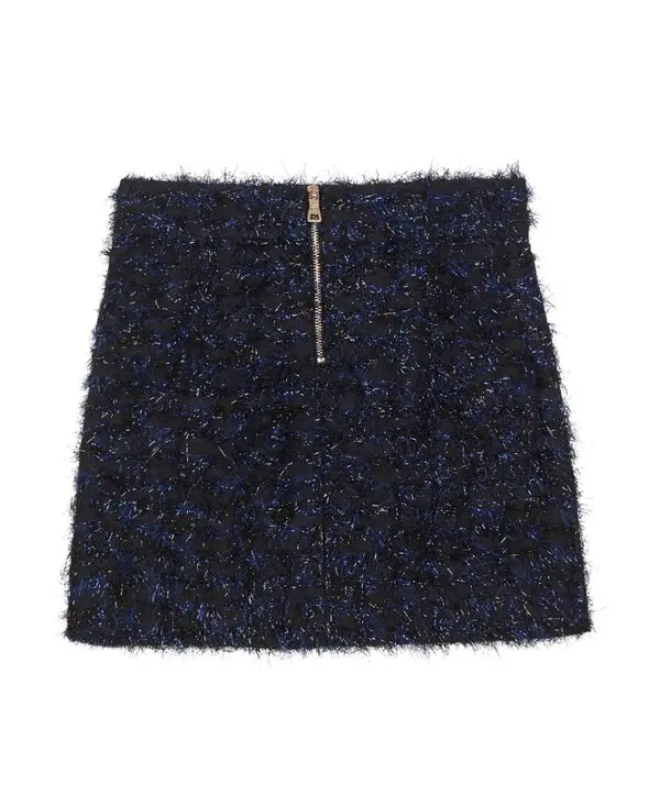 Balmain Tweed Skirt With Gold Button Detail - Black