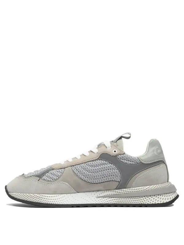 Philippe Model Embroidered Mesh And Cowhide Sneakers