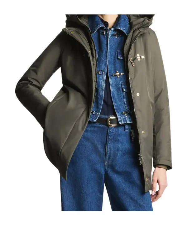 FAY Technical Gabardine Toggle Coat - Green