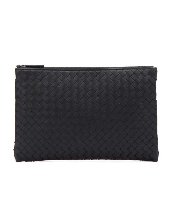 Bottega Veneta Intrecciato Weave Zip Pouch - Black