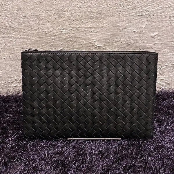 Bottega Veneta Intrecciato Weave Zip Pouch - Black